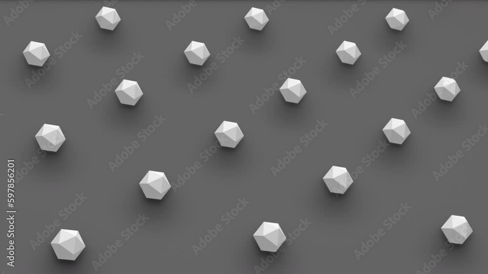 Abstract 3d render of platonic isoca shapes with random rotating effect ...