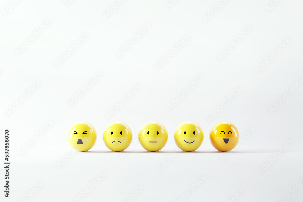 Set of emoji emoticons with sad and happy mood, evaluation, Increase ...