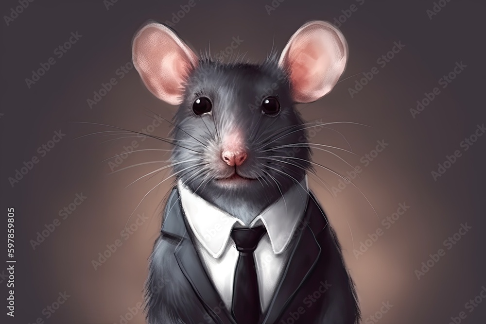 Cute Mouse in a Business Suit: A Fun Portrait of a Pet Animal on an ...