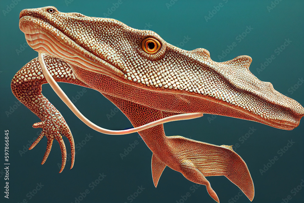 Poster Tiktaalik, extinct transitional species between fish and legged ...