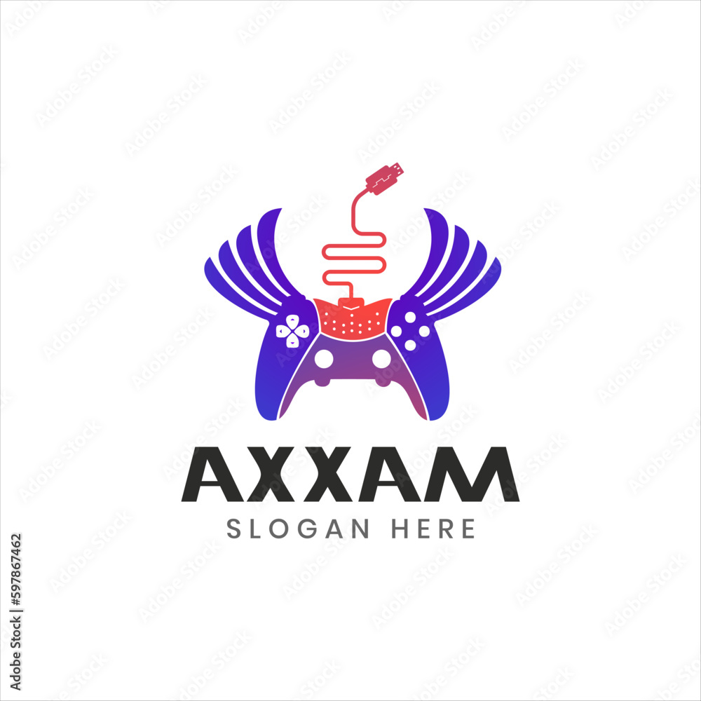 gaming controller with wings vector logo design template Stock Vector ...