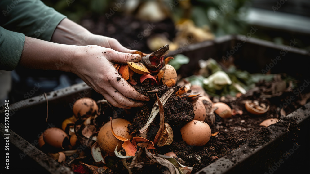 Green Home Composting: Woman Enriching Soil with Organic Waste in ...