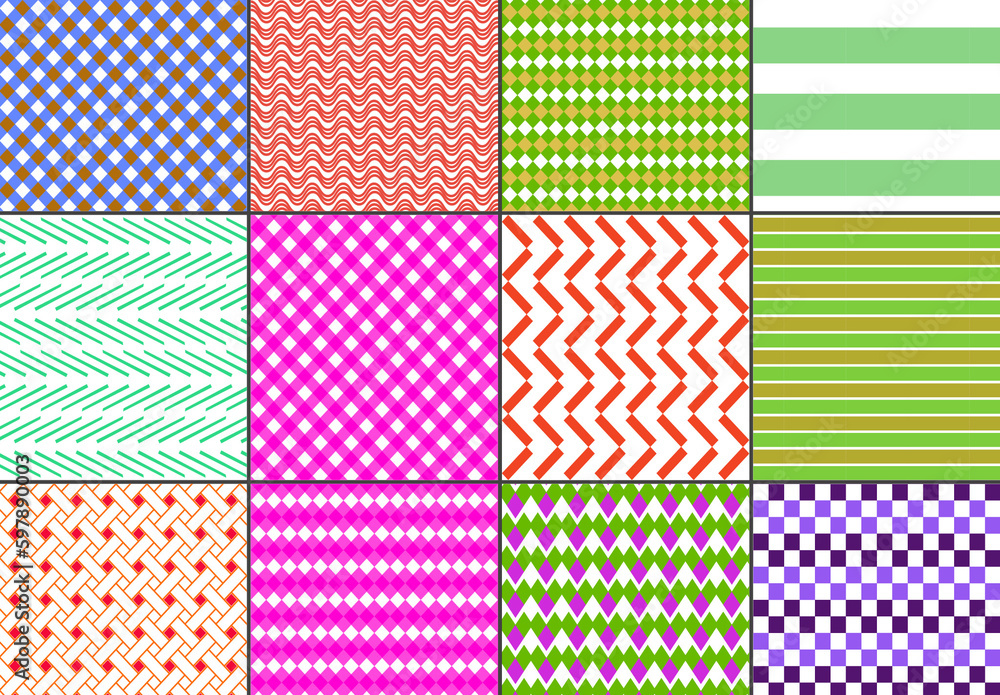 Seamless Bright Geometric Overlay Pattern Set Stock Template | Adobe Stock