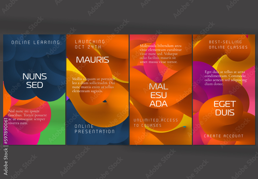 Social Media Post Layout with Futuristic Wavy Gradient Shape Stock ...