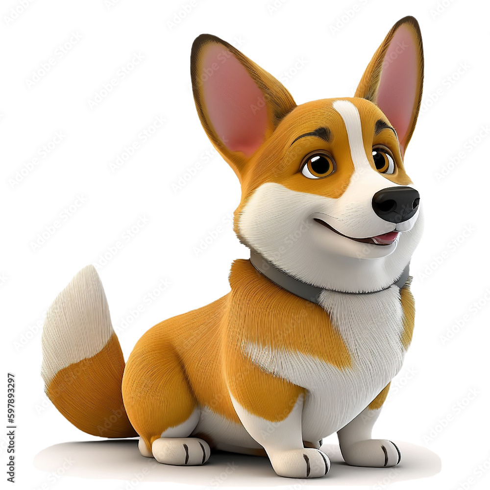 Cute Welsh corgi puppy in cartoon style smiling isolated on white ...