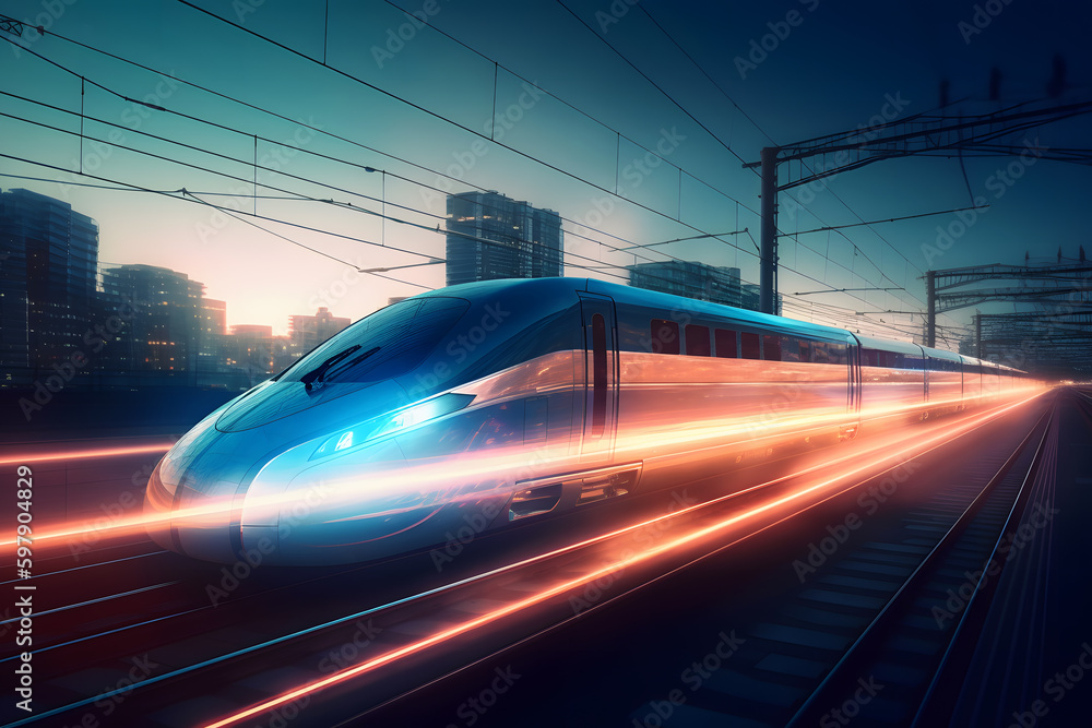 Modern high speed train. Neural network AI generated art Stock ...