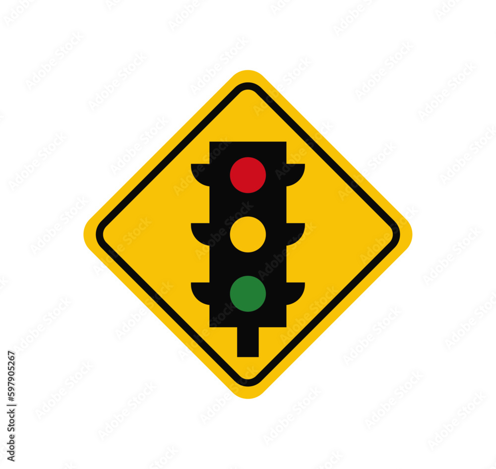 Vetor de Stop ahead signs traffic light ahead warning vector ...