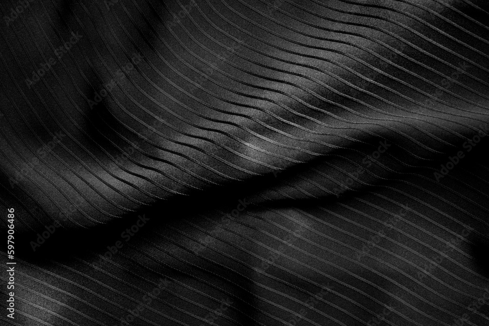 Dark black and gray blurred gradient and line of cloth or fablic ...