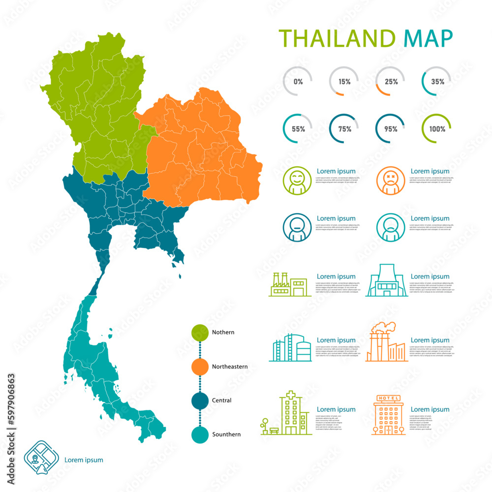 Thailand map and infographic of provinces, political maps of Thailand ...