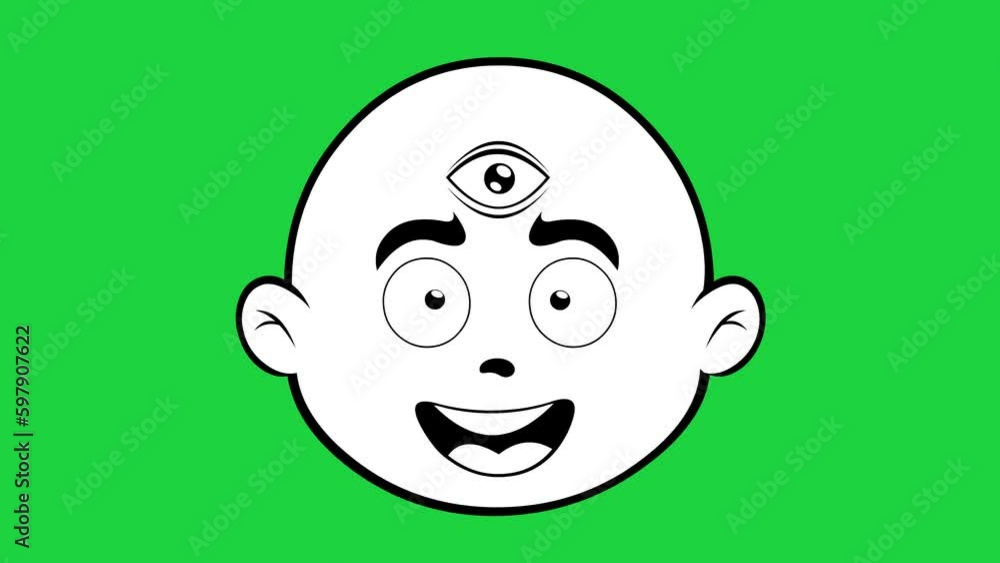 video animation cartoon character face emoticon with a third eye ...