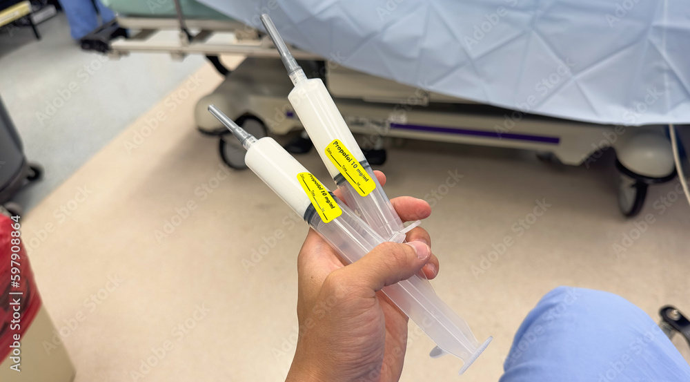 Hospital syringe drugs like anesthesia, propofol, and fentanyl have ...