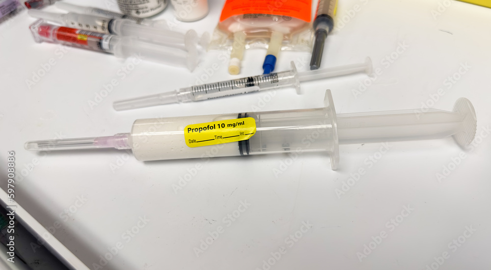 Hospital syringe drugs like anesthesia, propofol, and fentanyl have ...