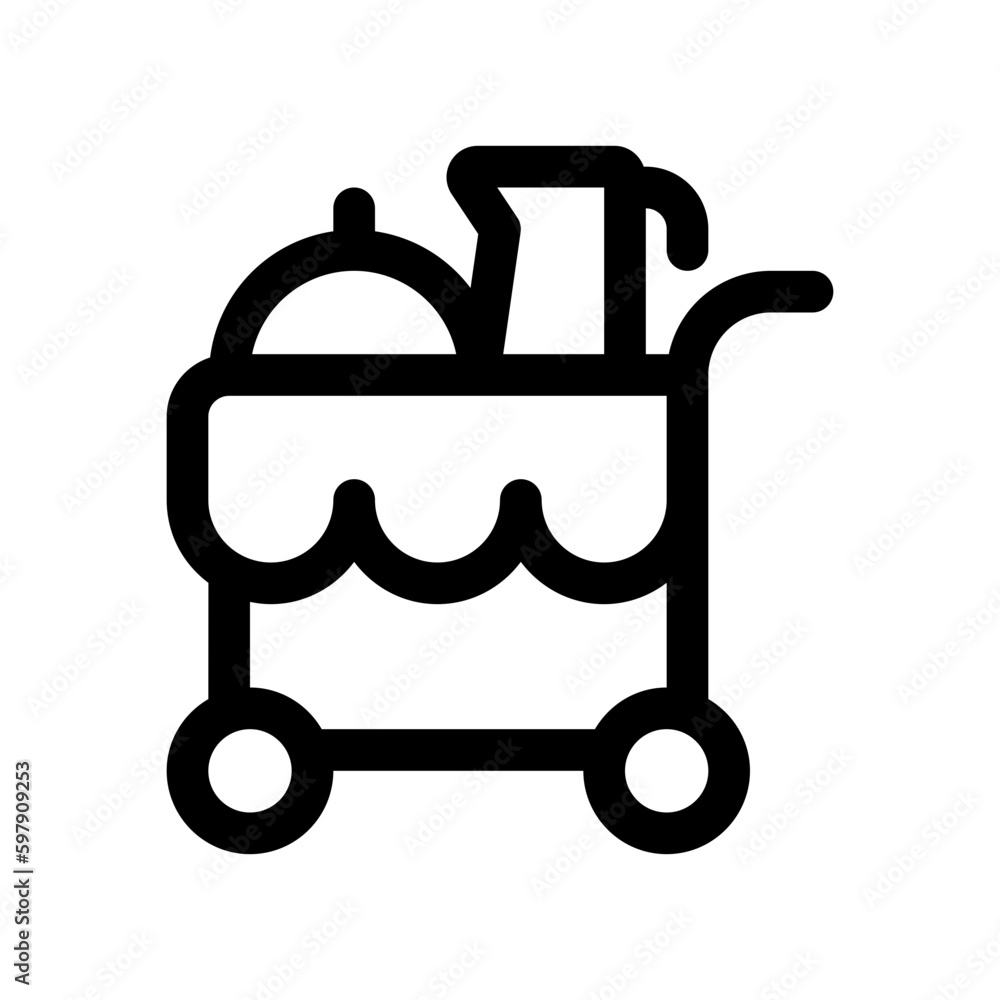 Editable food trolley, room service, food cart vector icon. Part of a ...