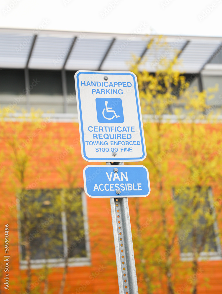 blue handicap sign is a universal symbol of accessibility and ...