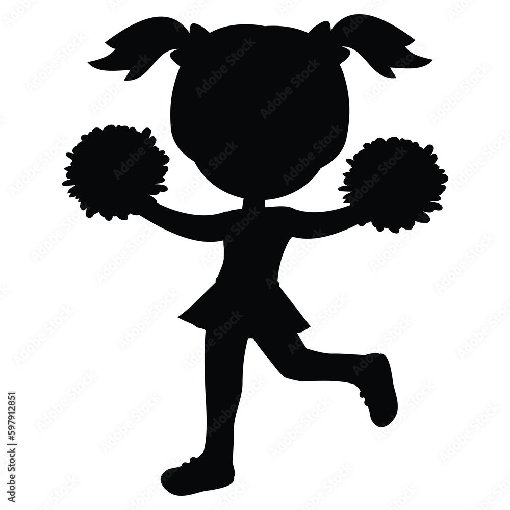 Cute Cheerleader Silhouette Vector Cartoon Illustration Stock Vector