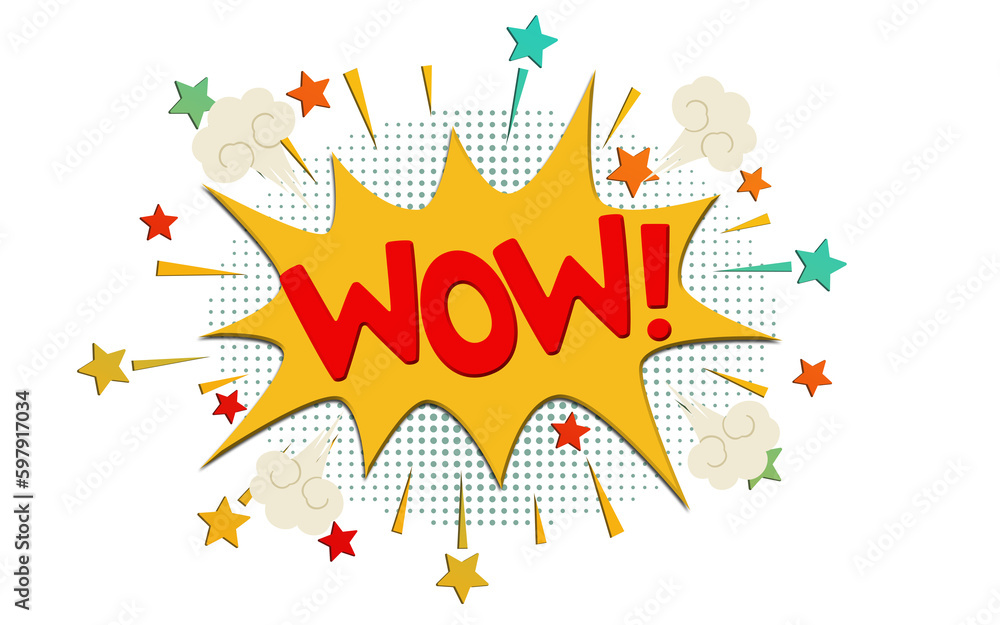 pop art and comic speech bubbles transparent background wow red Stock ...