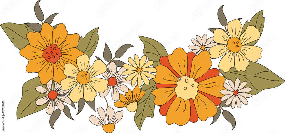 Daisy flowers border. Vector illustration isolated on white background ...