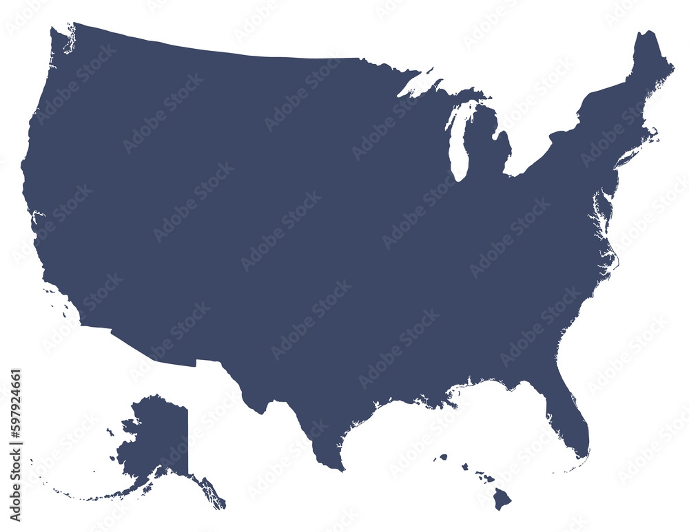 USA map, America map, United States of America map isolated on dark ...