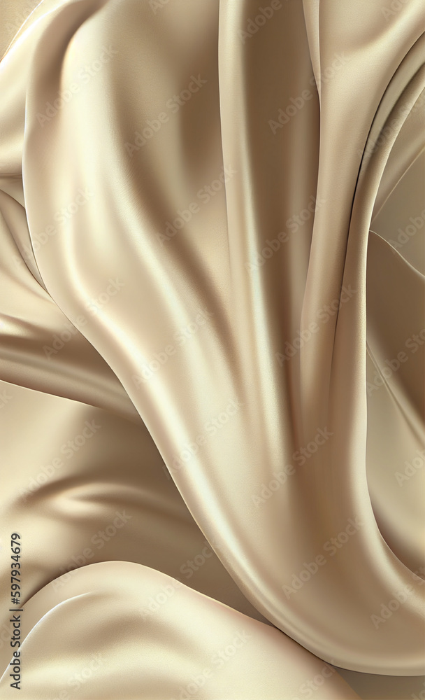 Beige silk waves background | Beige colored silk fabric with copy space ...