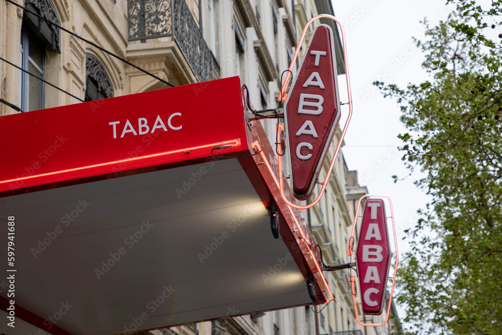 Tabac french Red brand logo store tobacco sign shop with french text ...
