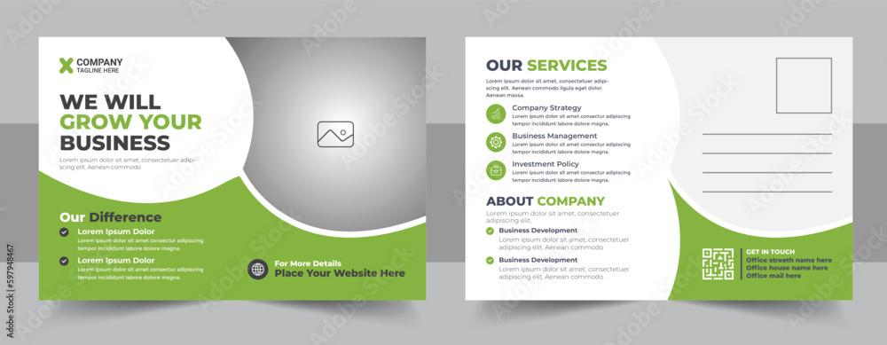 Postcard design template with creative modern layout, Invitation Design ...