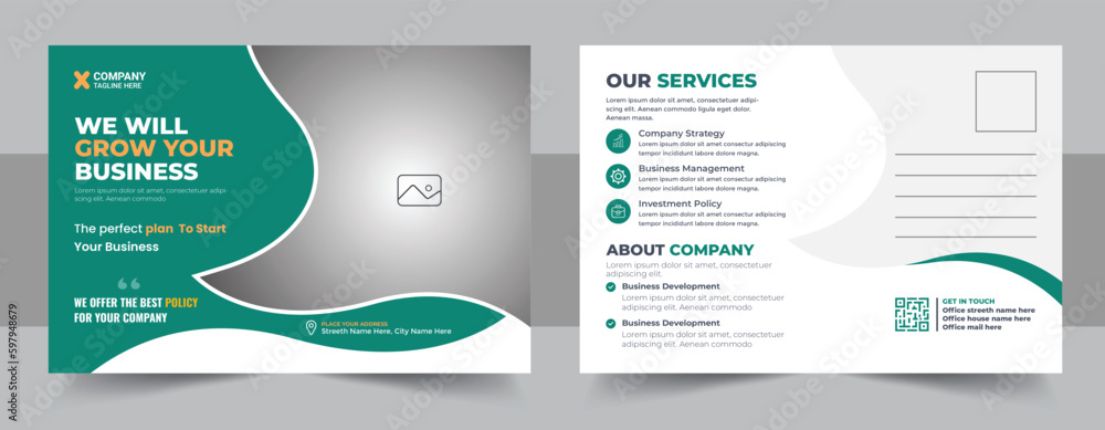 Postcard design template with creative modern layout, Invitation Design ...