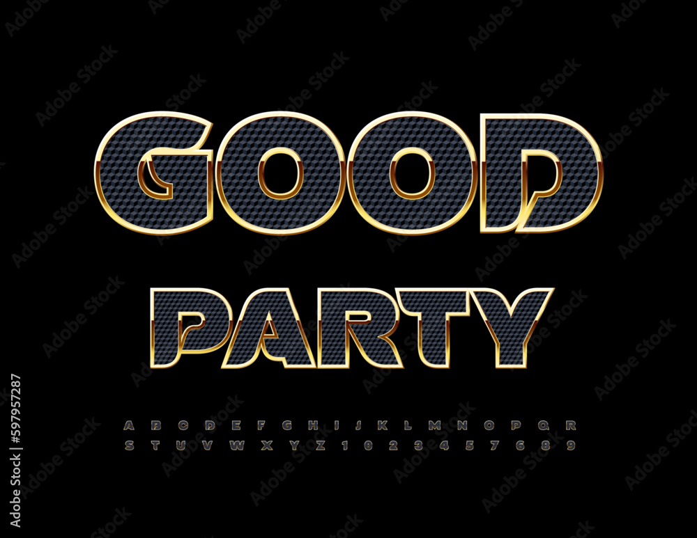 Vector elite poster Good Party. Black and Gold chic Font. Unique set of ...