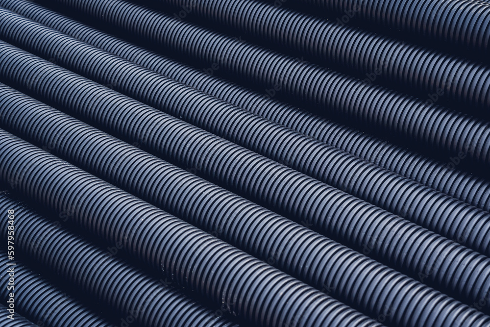Texture of plastic corrugated pipe for protection underground cable ...