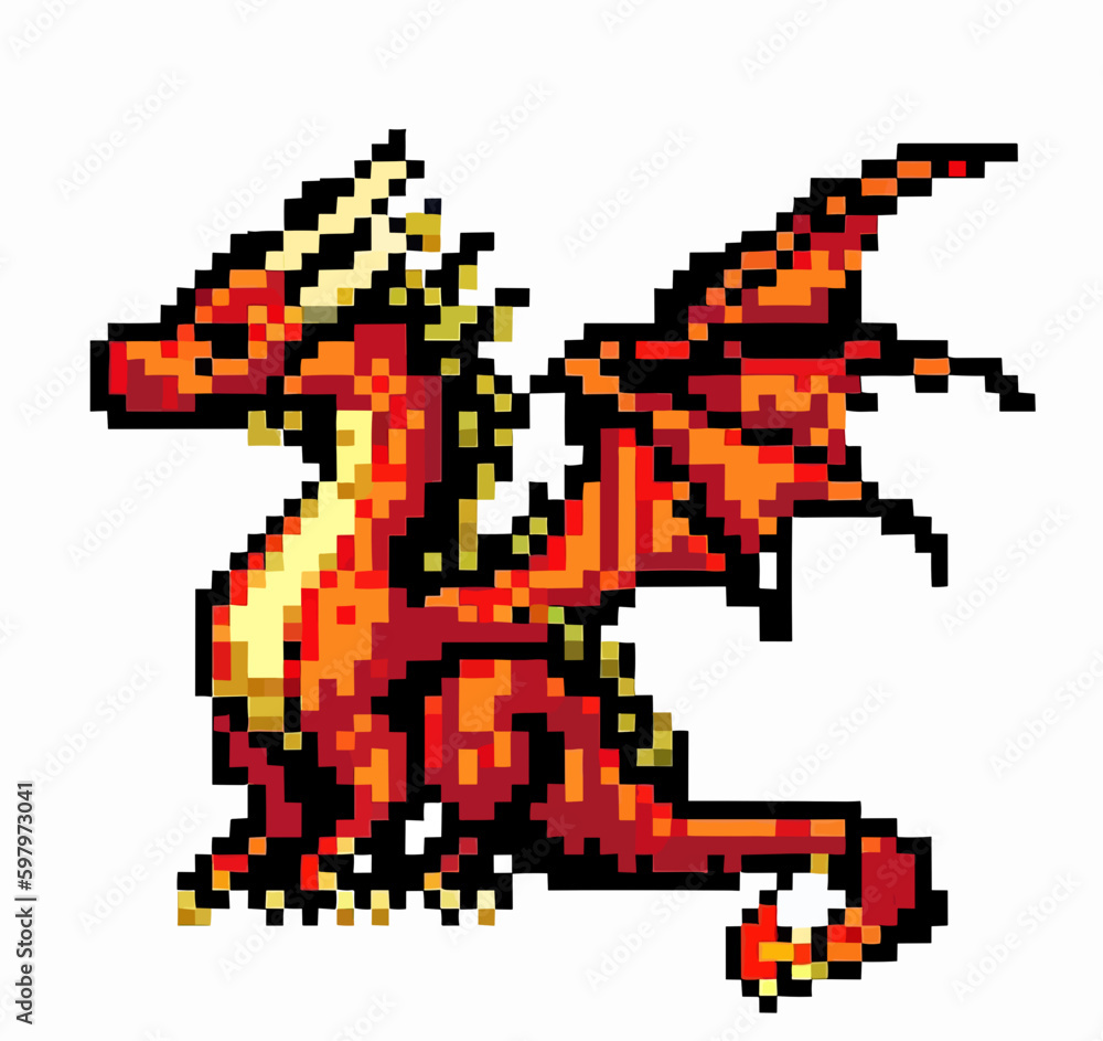 16 8 bit dragon vector art Stock Vector | Adobe Stock