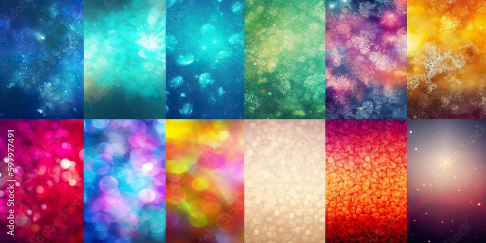 Colorful background and wallpaper set with interesting shapes and ...