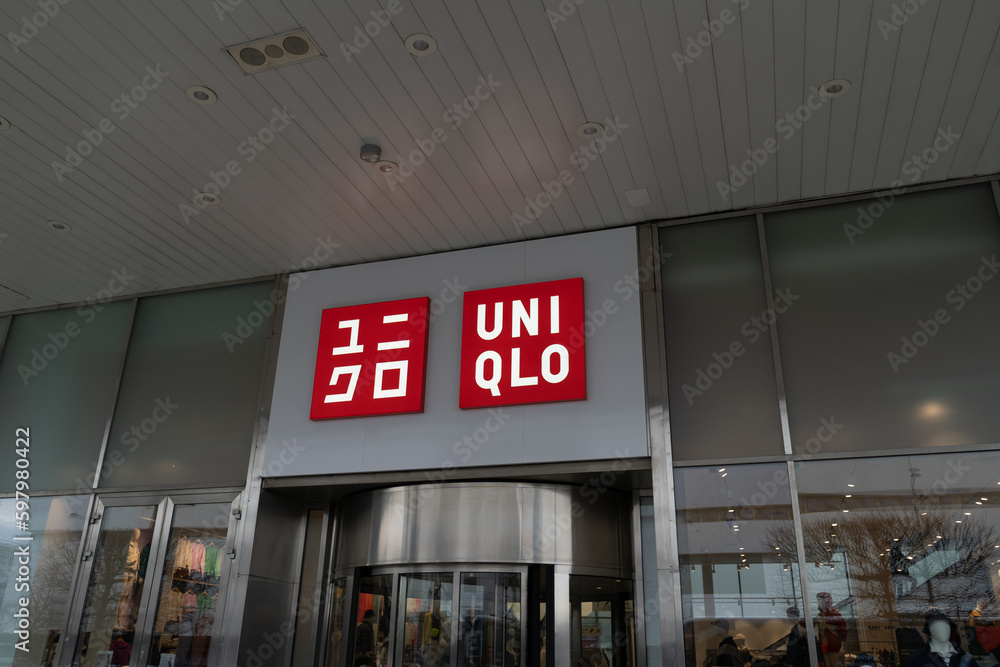 Uniqlo clothing store logo sign. Japanese casual wear brand and ...