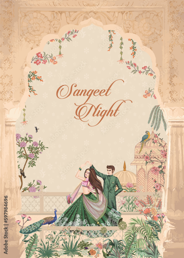 Wedding invitation card. sangeet night invitation card design for ...