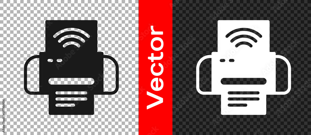 Black Smart printer system icon isolated on transparent background ...