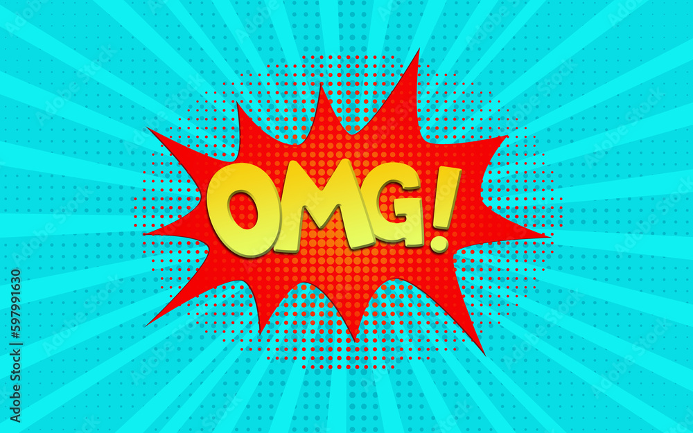 pop art and comic speech bubbles yellow omg aqua sunbeam background ...