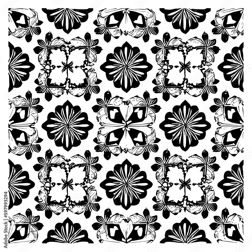 Flower clipart vector design black and white Stock Vector | Adobe Stock