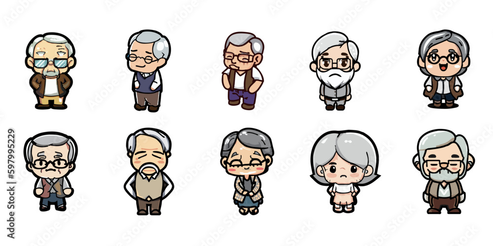 old person vector set collection graphic clipart design Stock Vector ...