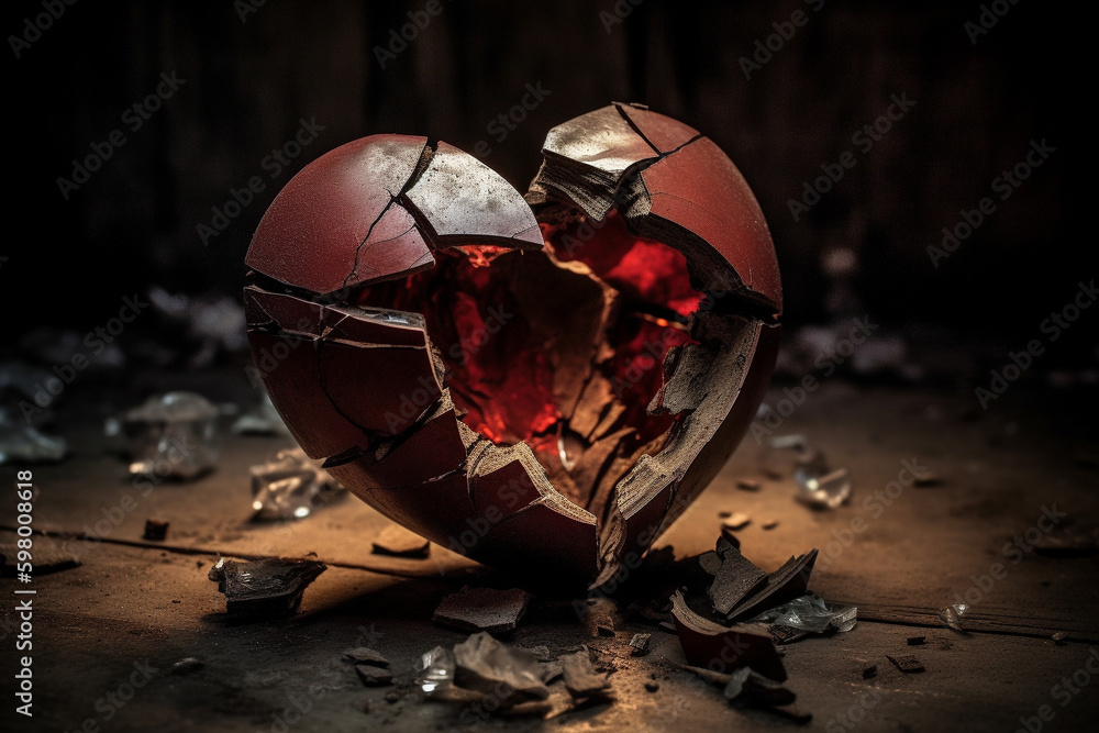 A powerful and emotional image of a broken heart, symbolizing pain ...