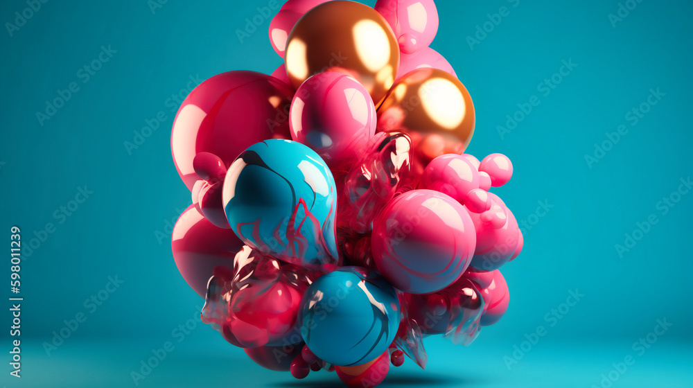 Hot ball of balloons from air with bright blue background Stock ...