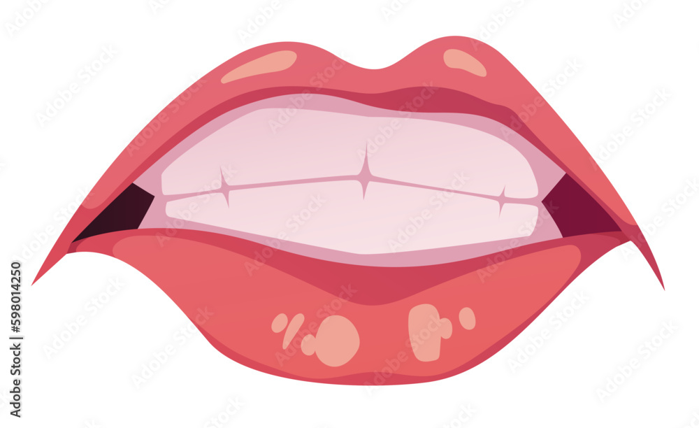 Mouth teeth lips woman angry scream isolated concept. Vector graphic ...
