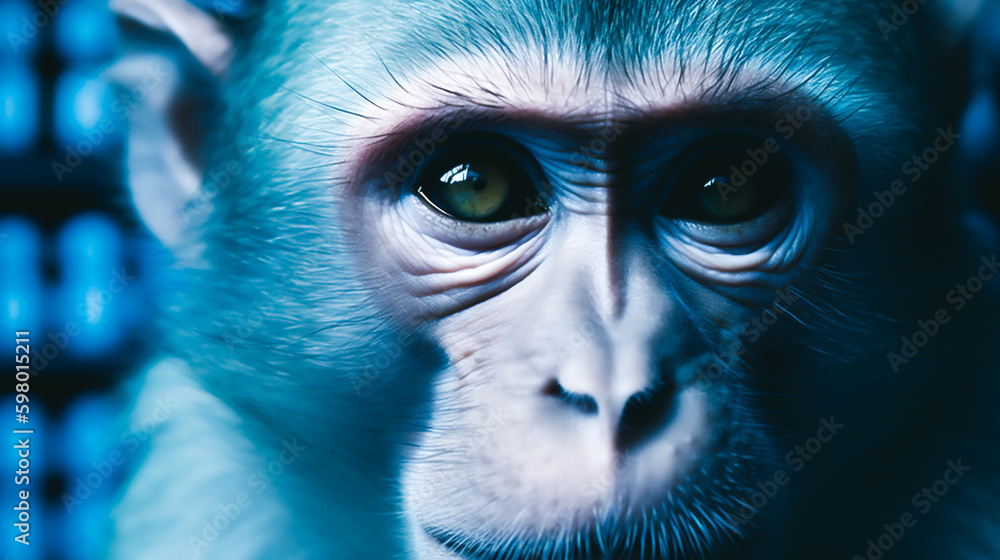 monkeys with varying shades of blue, monkey only has a limited range ...