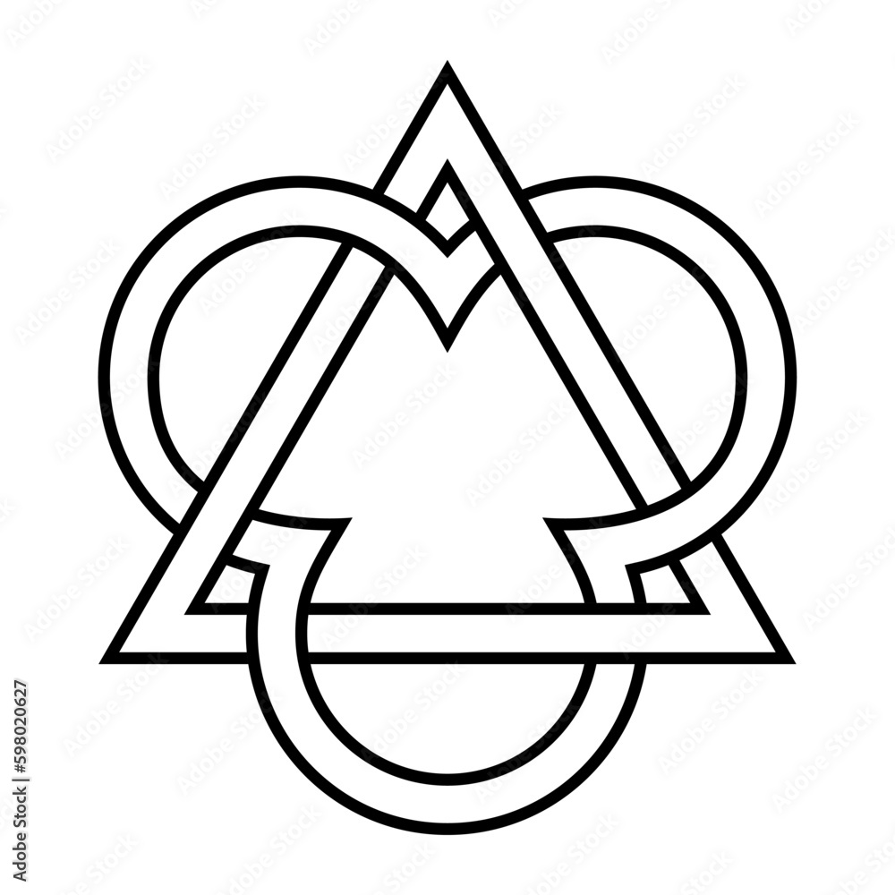 Triangle interlaced with three segments of a circle, an emblem of the ...