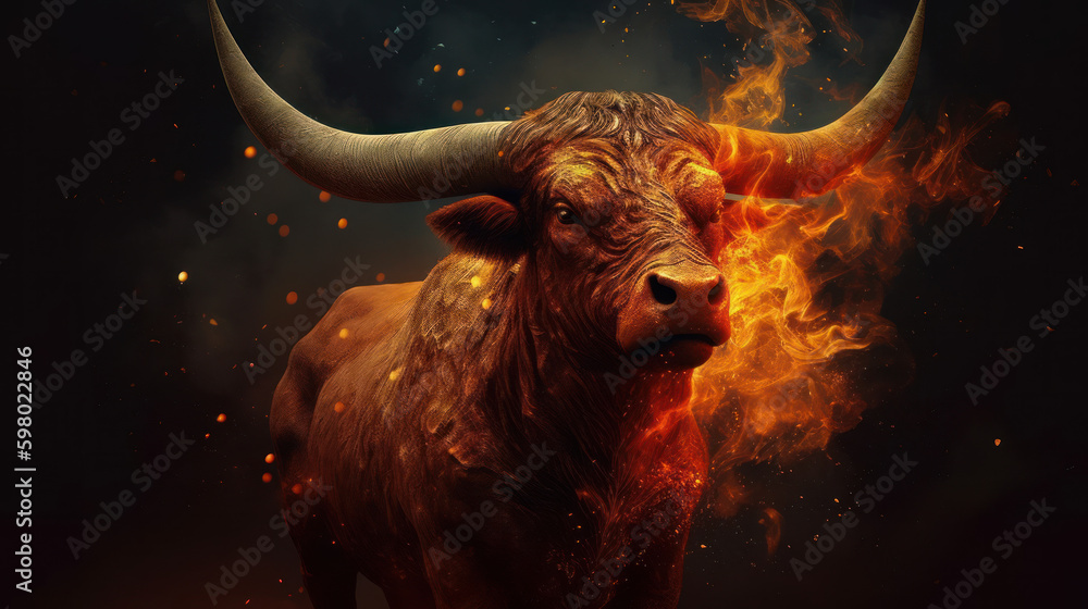 Zodiac taurus made as an alement of fire, generative ai Stock ...