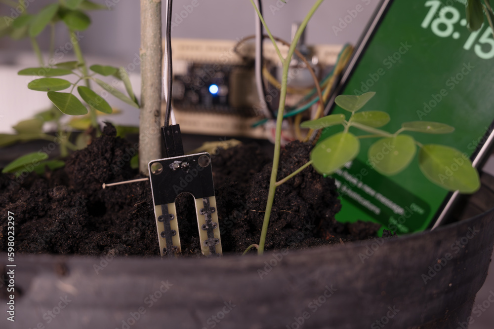 Soil moisture sensor is controlled by an Arduino microcontroller ...