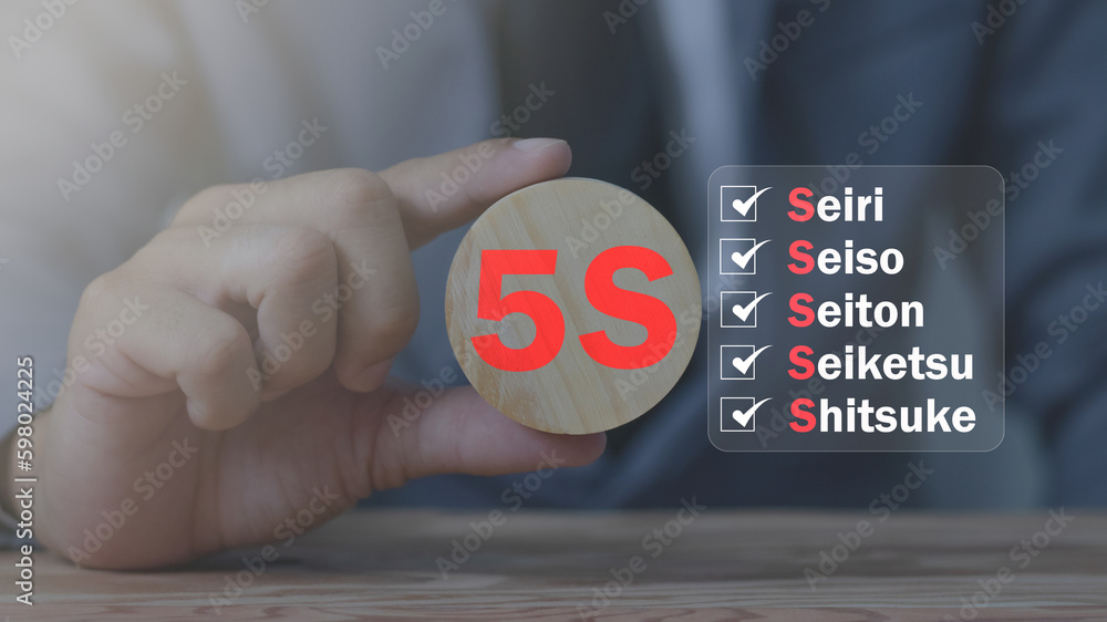 5S Principle Japanese words for 5S concepts on wooden cubes. Stock ...