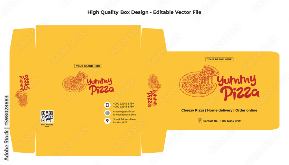 Pizza box design packaging design. Minimal vector packaging with die ...