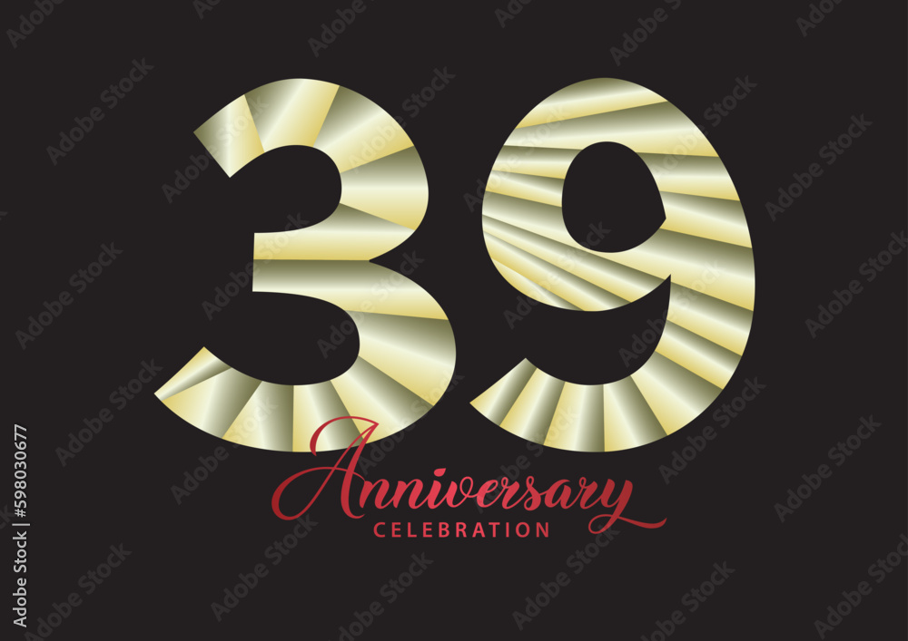 39 year anniversary celebration logotype vector, 39 number design, 39th ...
