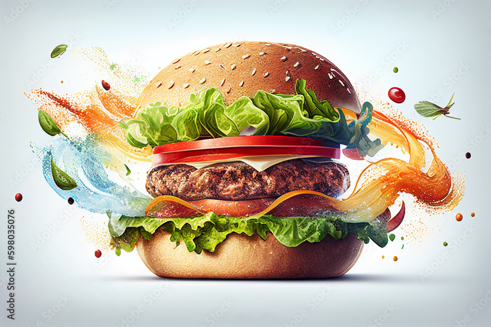 Burger poster for menu restaurant. Burger design style promotional fast ...