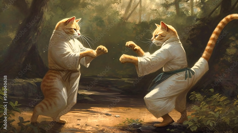 Cats kicking in karate by cat fighting the ultimate cat kung Fu Stock ...
