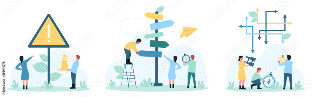 Cartoon Complex Directional Sign