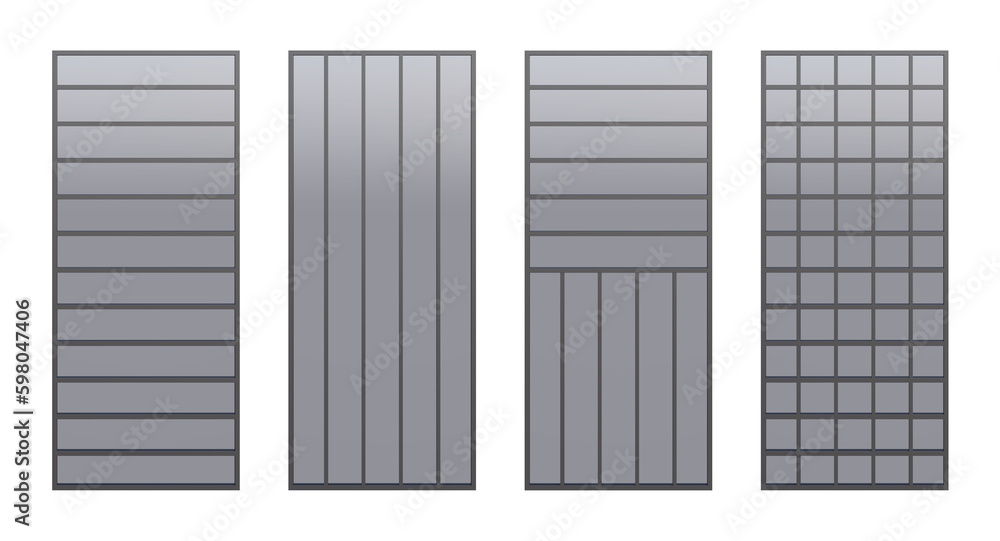 A set 2 of isolated modern partitions with black aluminum frames and ...
